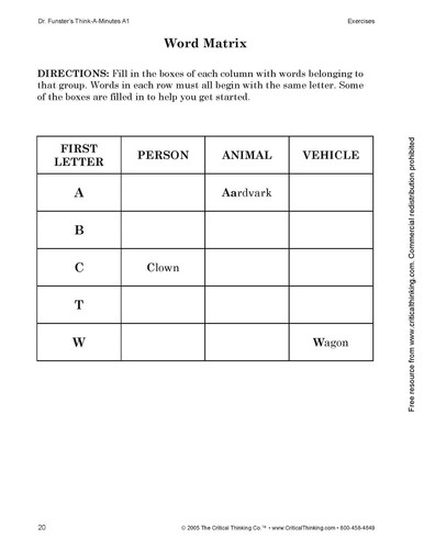 Dr. Funster's Think-a-Minutes A1 : Fast, Fun Brainwork for Higher ...