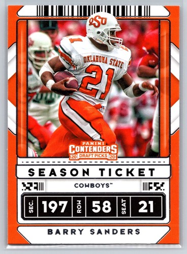 2020 Panini Contenders Draft Picks #9 Barry Sanders Oklahoma State ...