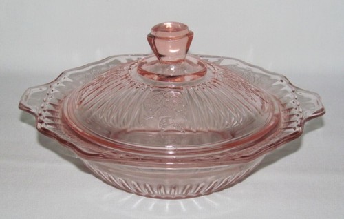 Hocking Glass MAYFAIR Open Rose Pink Butter Dish with Lid | eBay