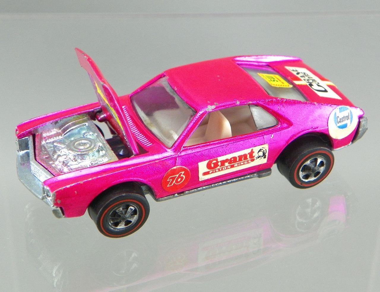Vintage 1968 Hot Wheels Diecast 1/64 Redline Custom AMX Hot Pink VG-NM ...