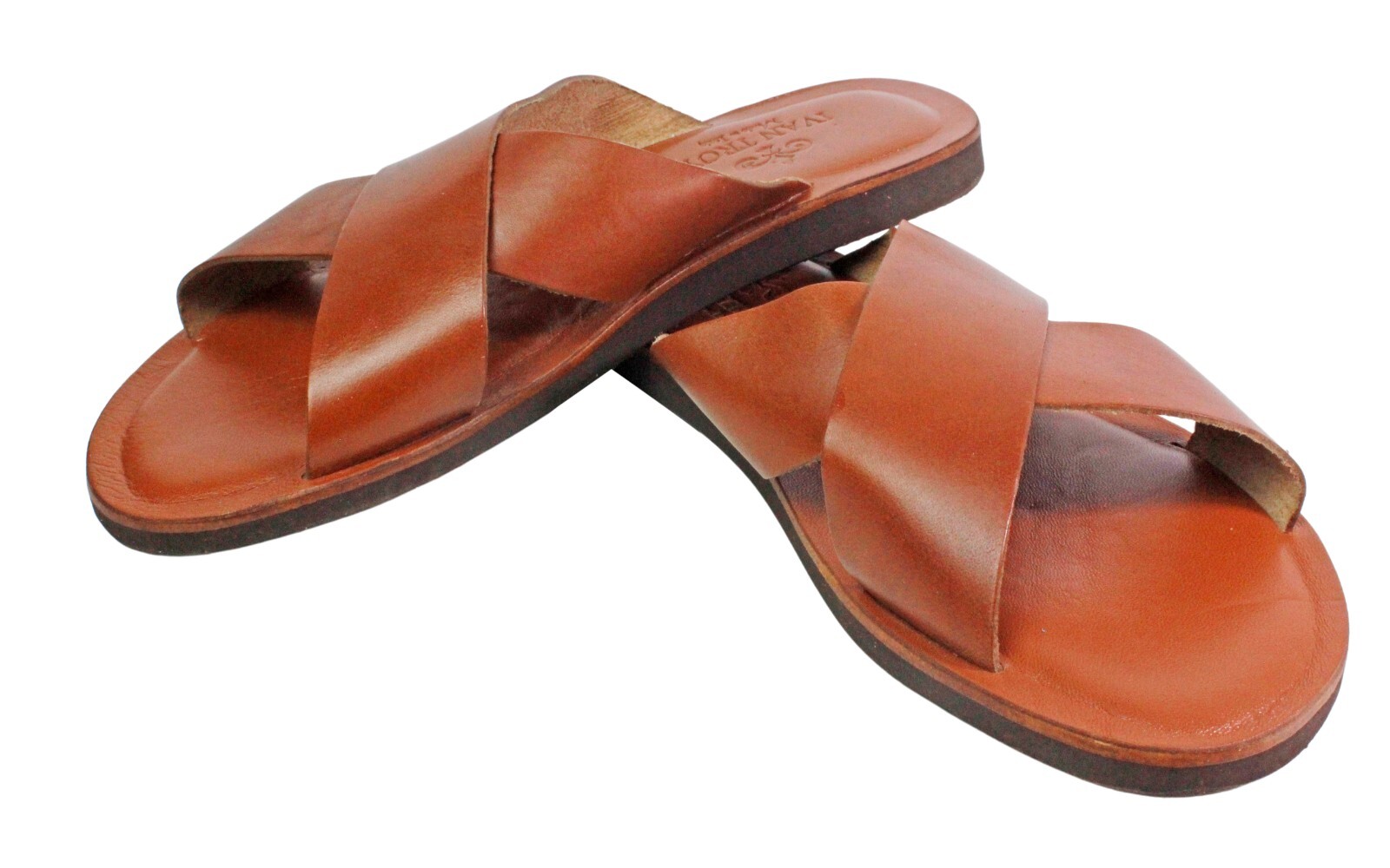 Leather Italian Sandals Mens Brown Genuine Leather Slip on Shoes ...