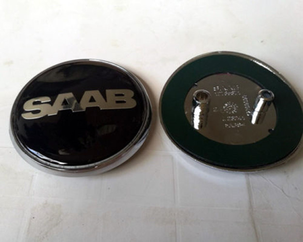 2pcs Saab Front Hood Emblem Badge Decal Symbol 68mm Rear Trunk 9-3 93 ...