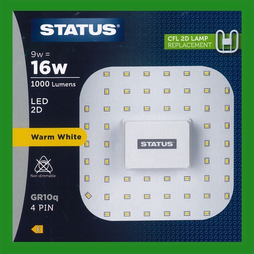 1x 9W (=16W Replacement) LED GR10Q 4 pin 2700K Warm White 2D Light Bulb ...