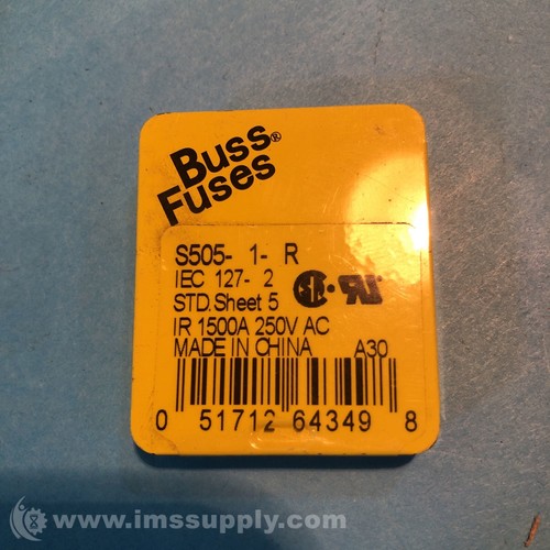 Bussmann S505- 1- R Box of 5 Fuses, Time Delay, 1A, 250V 9766 | eBay