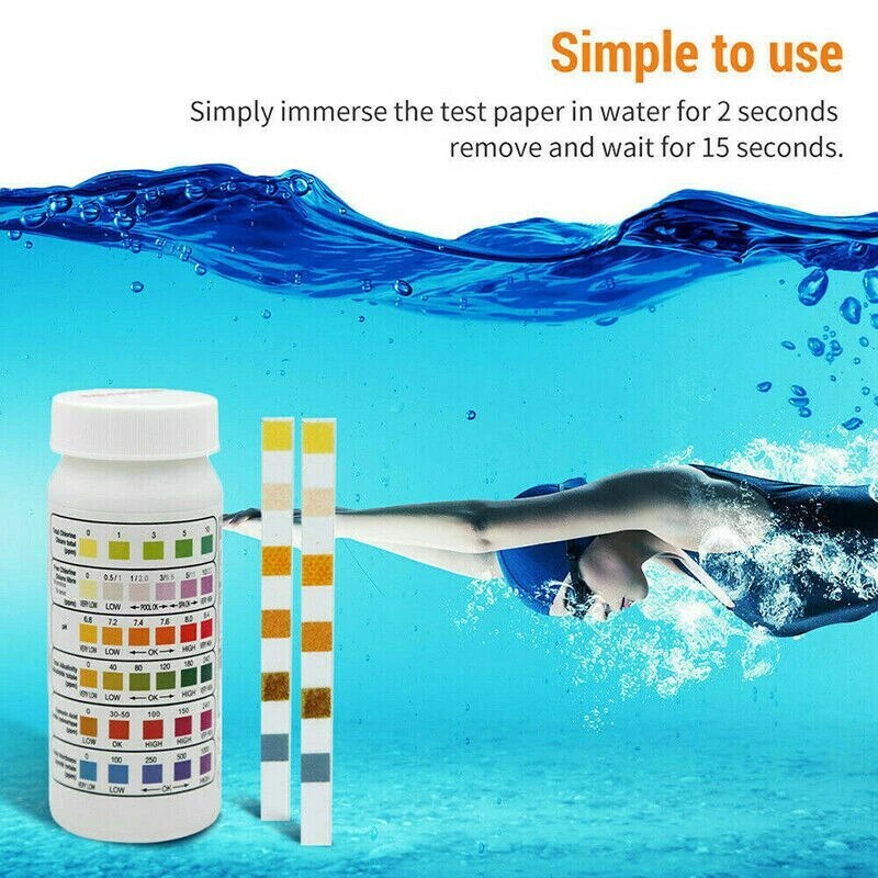6 IN 1 Chlorine Dip Test Strips Hot Tub SPA Swimming Pool PH Tester ...