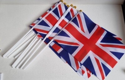 10 X Union Jack Small Hand Flag, Uk Football, Cricket, Sports, Party ...