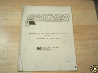 Original vintage APACHE 3 DATA EAST manual w/ schematics arcade video ...