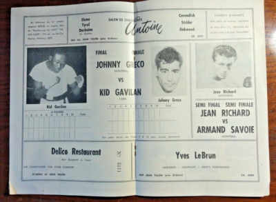 1950 Boxing Program ~ JOHNNY GRECO vs KID GAVILAN | eBay UK