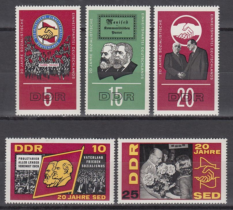 DDR East Germany 1966 ** Mi.1173/77 Sozialistische Einheitspartei SED ...