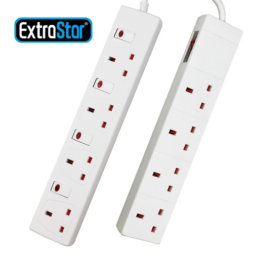 4 WAY 4 GANG SWITCHED EXTENSION LEAD EXTENTION LEAD 1M/ 2M/ 4 SOCKETS ...