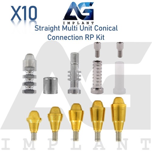10 Dental Straight Multi Unit Conical Connection RP Full Kit Hex System ...