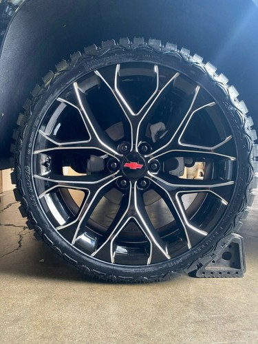 24'' inch Snowflake Black Milled Wheels 33'' RT Tires Yukon Sierra ...