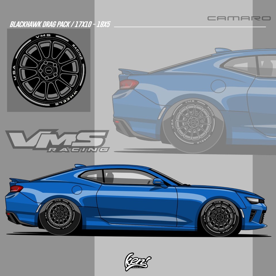 VMS RACING BLACKHAWK DRAG RACE RIMS WHEELS R 17X10 F 18X5 FOR 11-21 ...