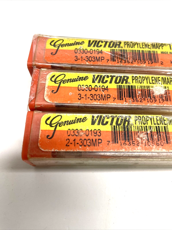 LOT OF 3 VICTOR PROPYLENE MAPP TORCH 2 OF A TIP 3-1-303MP, 1 OF A 2-1 ...