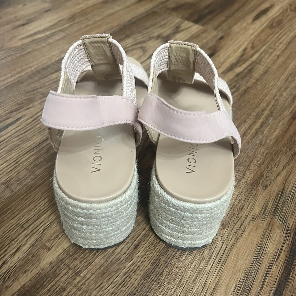 Vionic Womens Calera Light Pink Leather Wedge Sandals Shoes Sz 10 Beach ...