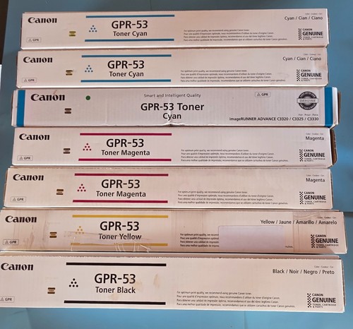LOT OF 7 OEM CANON GPR-53 Toner Cartridge Set Black Cyan Magenta Yellow ...