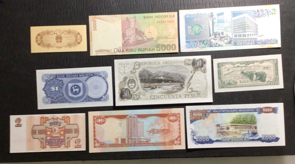 1953- World Paper Money Currency Choice to GEM Uncirculated Set of 9 ...