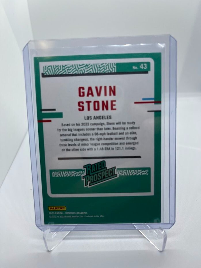 Gavin Stone 2023 Donruss Career Stat Line #43 Rated Prospect RC SP /306 ...