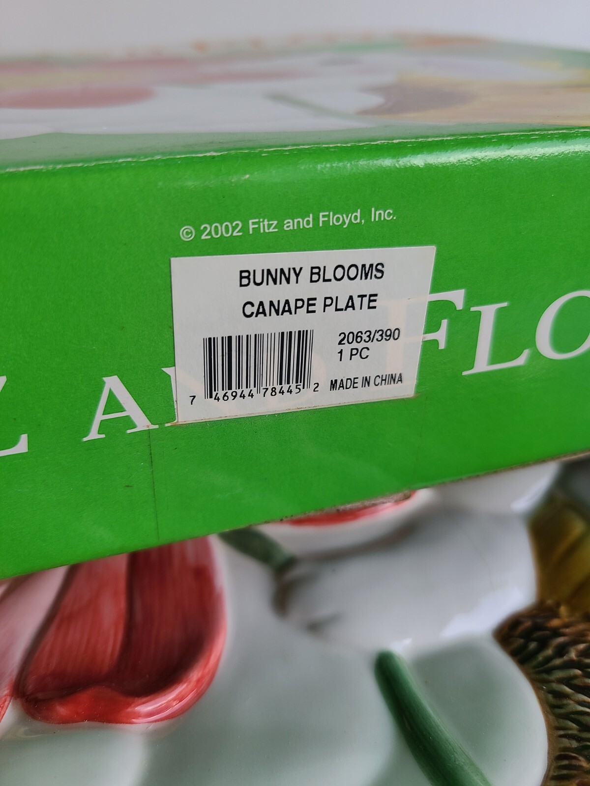 Fitz and Floyd Bunny Blooms Canape Plate 10” x 7” Easter Spring ...