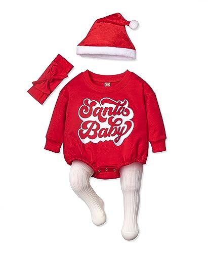 Cute Christmas Outfits Oversized Sweater Romper with 6-9 Months Santa ...