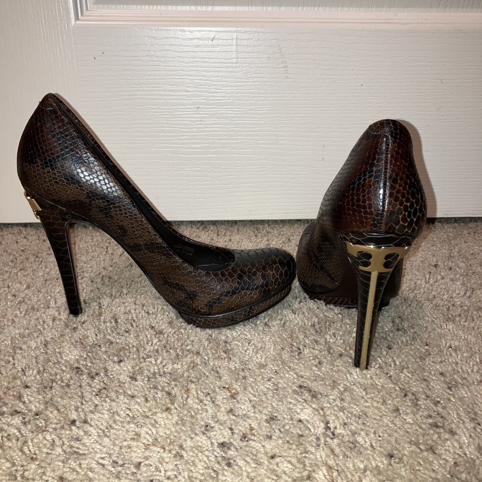 TORY BURCH Heels JUDE SNAKESKIN Platform LOGO HEEL B… - Gem