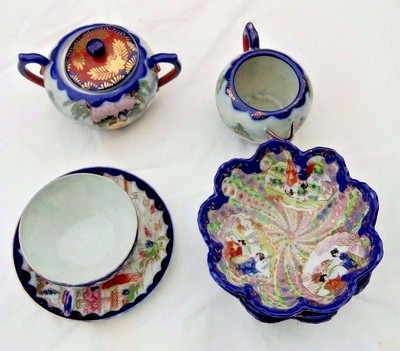 ANTIQUE JAPANESE HAND PAINTED FLOW BLUE DISHES | eBay