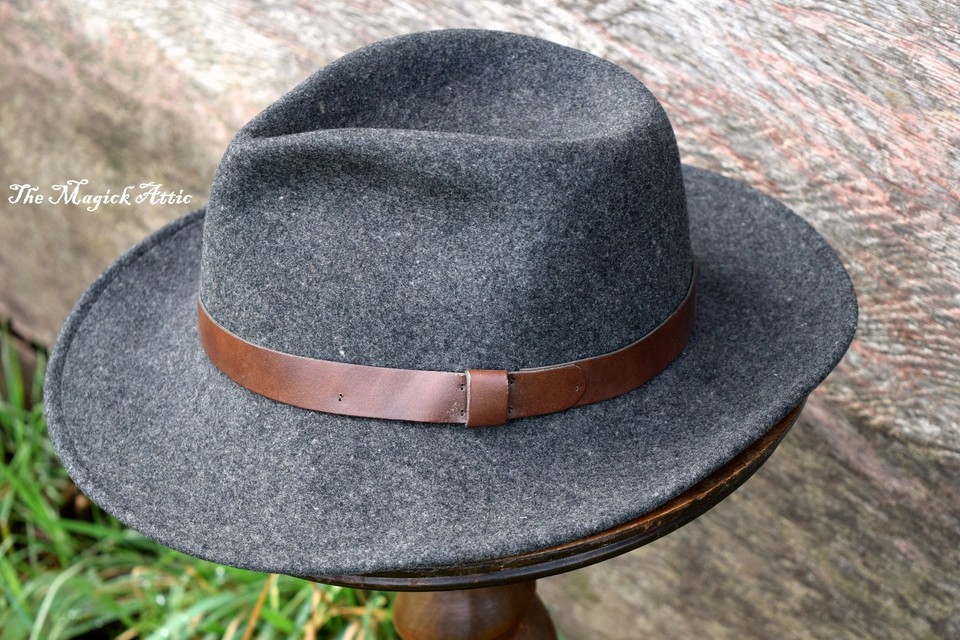 Charcoal Gray Worn Wool Leather Pendleton Hat ~ Size Large/XL ~ Ranch ...