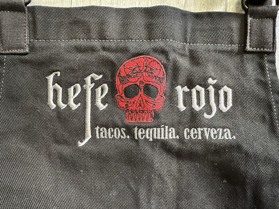 Hefe Rojo Mexican Restaurant Embroidered Kitchen Apron Black Skull | eBay