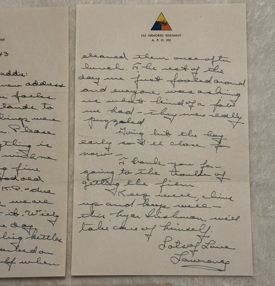 WWII 1943 Soldier Letter 3rd Armored Regiment W/ Envelope Censored Army ...
