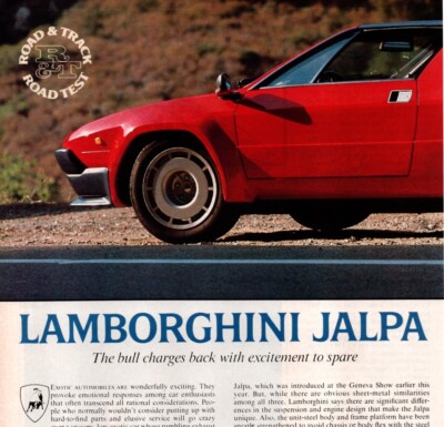 Print Ad Article 1982-83 Lamborghini Jalpa TP350S Road Test Bull ...