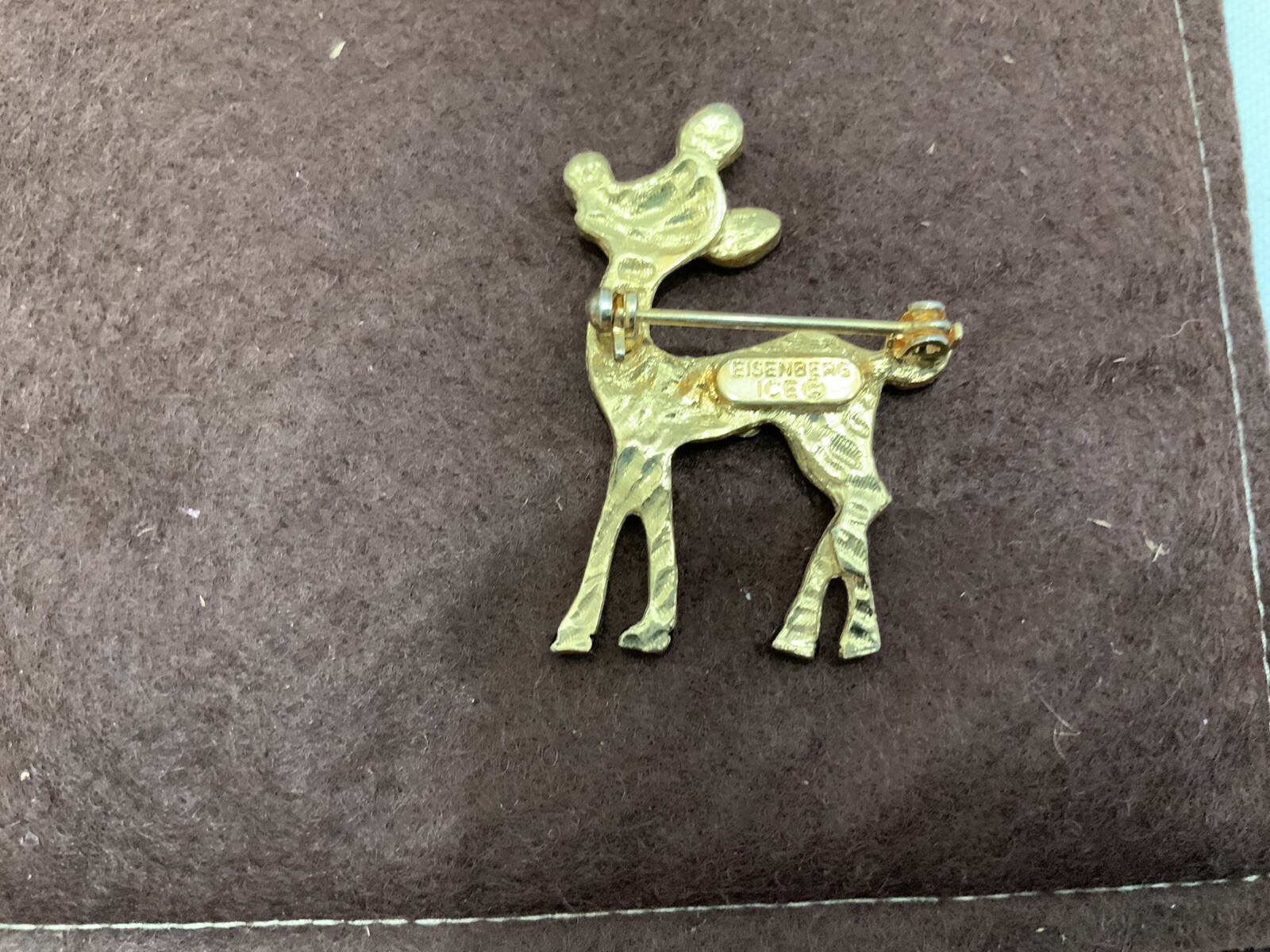 Vintage Eisenberg Ice Rudolph Reindeer Pin Gold Tone … - Gem