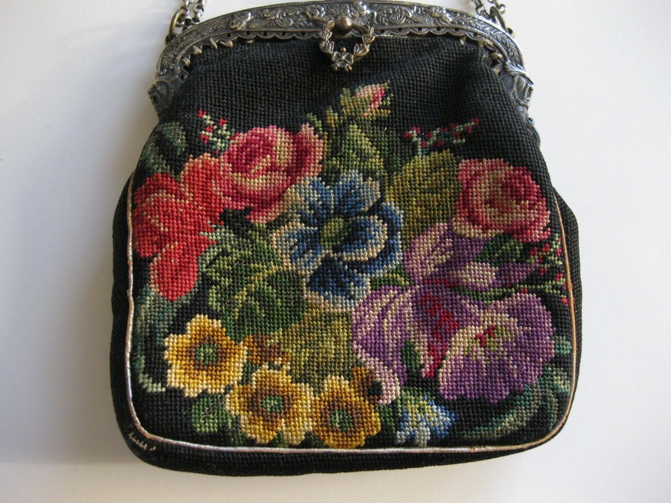 Antique Needlepoint Petit Point Purse Handbag | eBay