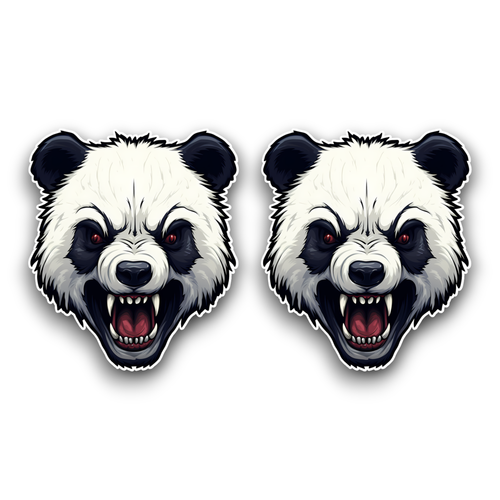 2x Small Angry Panda Bear Vinyl Sticker Decals For Car Laptop Scrapbook ...