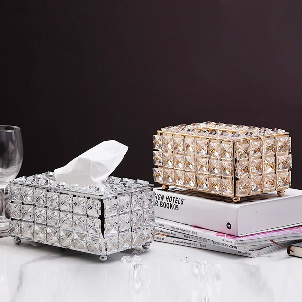 Rhinestone Rectangular Crystal Tissue Box Napkin Case Paper Tissue ...