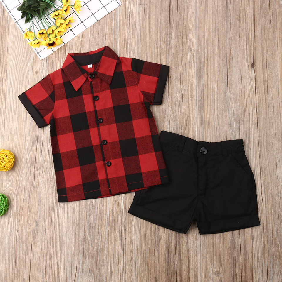 Summer Toddler Baby Kids Boy Shirt Tops+Pants Gentleman Outfits Clothes ...
