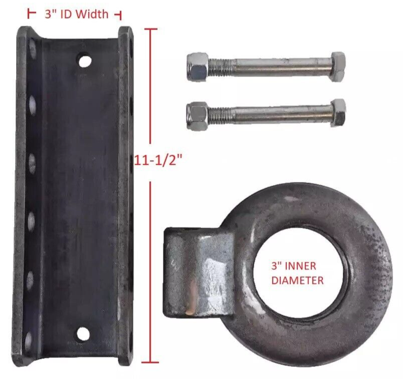 24k LB 5-Position Adjustable 3"ID Lunette Eye Tow Hitch Ring Pintle ...