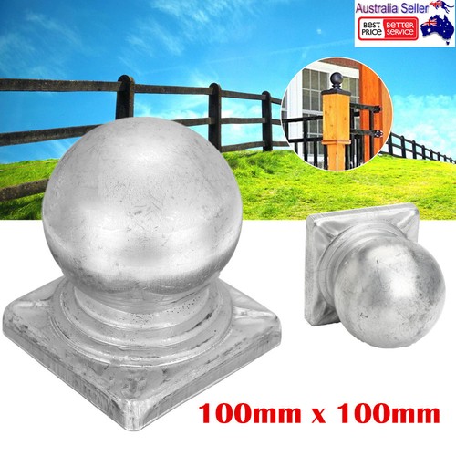 10/20X Steel Post Cap Round Ball Top Square Fence Tube Cover 100mm ...
