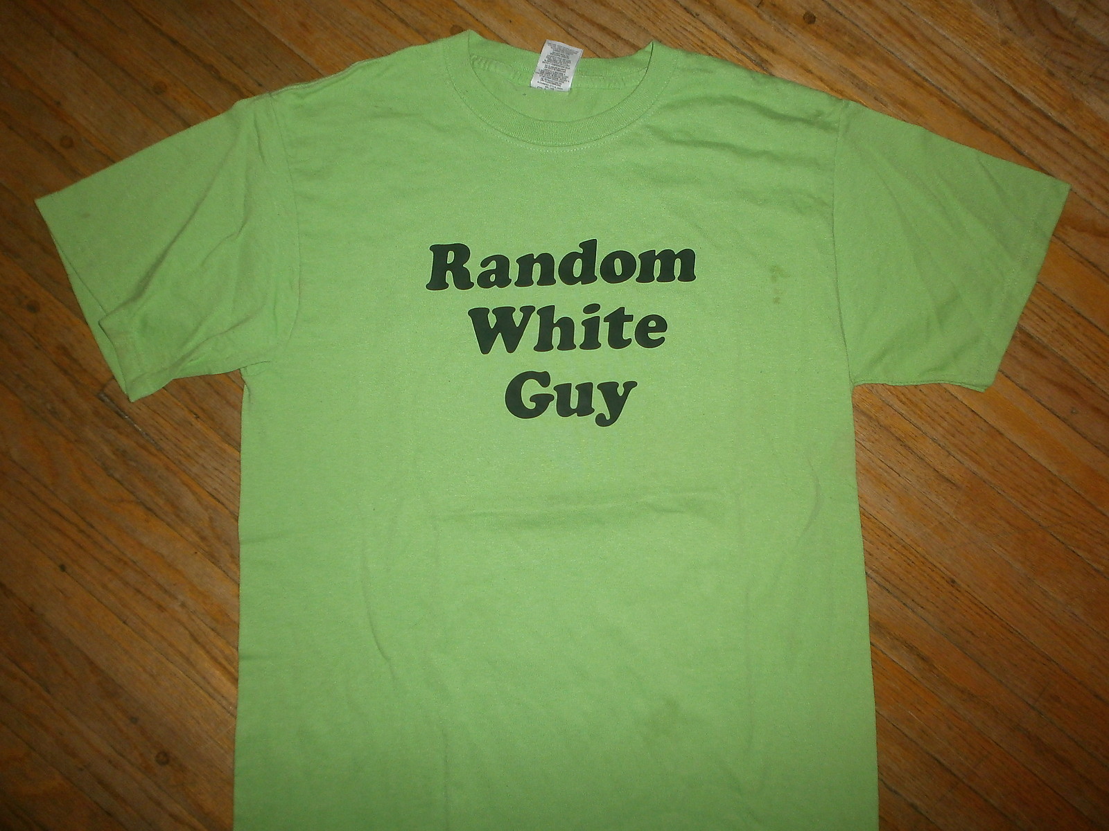 RANDOM WHITE GUY T SHIRT Neon Lime Green DayGlo Caucasian Token Honky ...