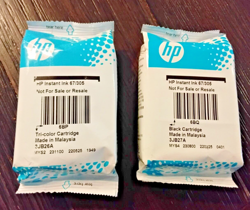 HP Instant Ink Tri Color 67/305 & black 67/305-brand new original ...