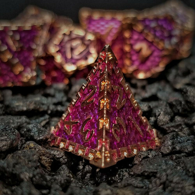 Sage's Dragonstones - Chained Drake Purple Copper Metal Polyhedral Dice ...