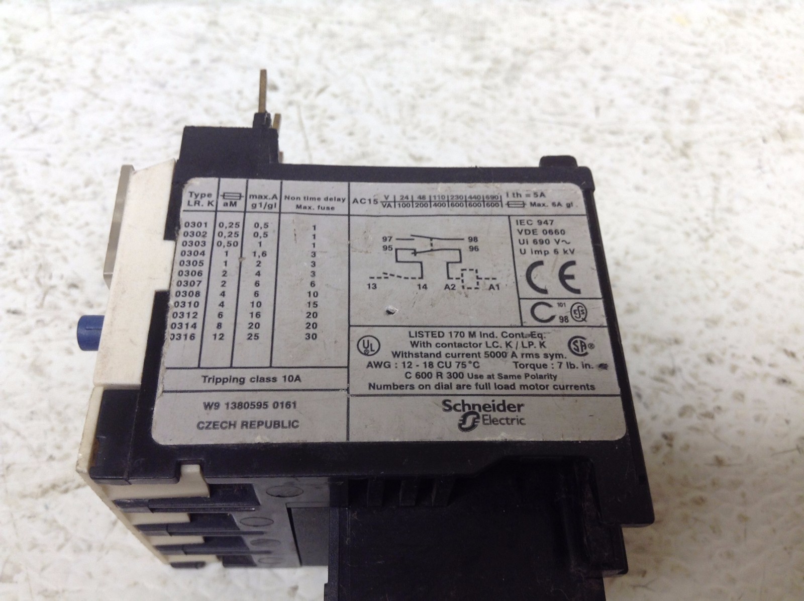 Telemecanique LR2K0306 Overload Relay 0.8- 1.2 AMP LR2 K0306 LR2K 0306 ...