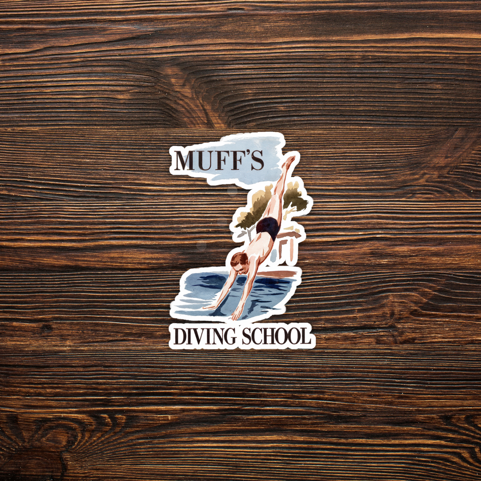 Vintage Muff's Diving School Sticker - Retro Diving Print for Water ...