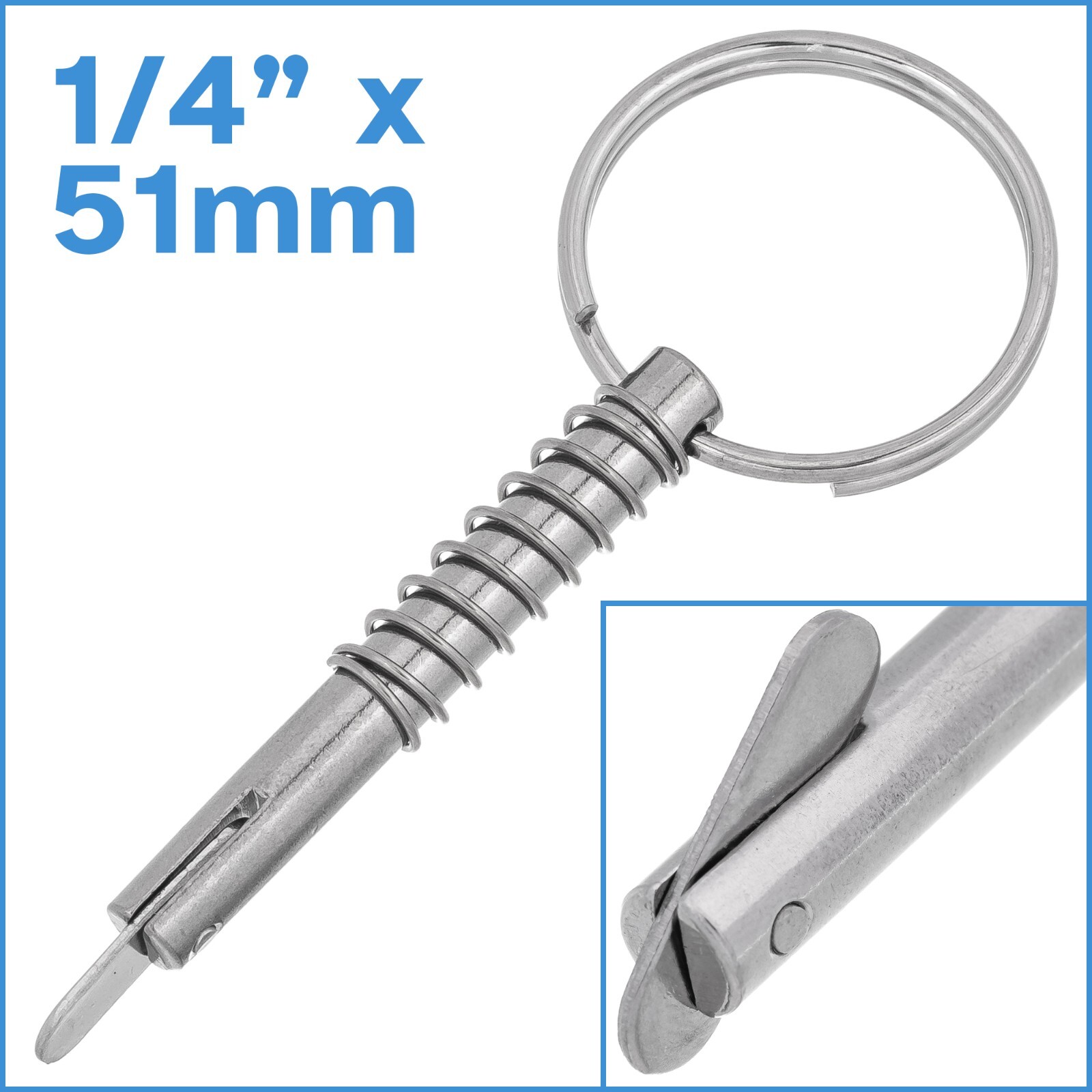 1/4" x 40mm Spring Loaded Quick Release Clevis Pin 316 Stainless Steel ...