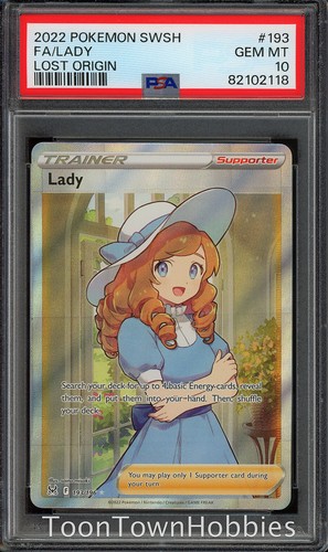 PSA 10 Pokemon Card - Lady 193/196 Full Art - Sword & Shield Lost ...