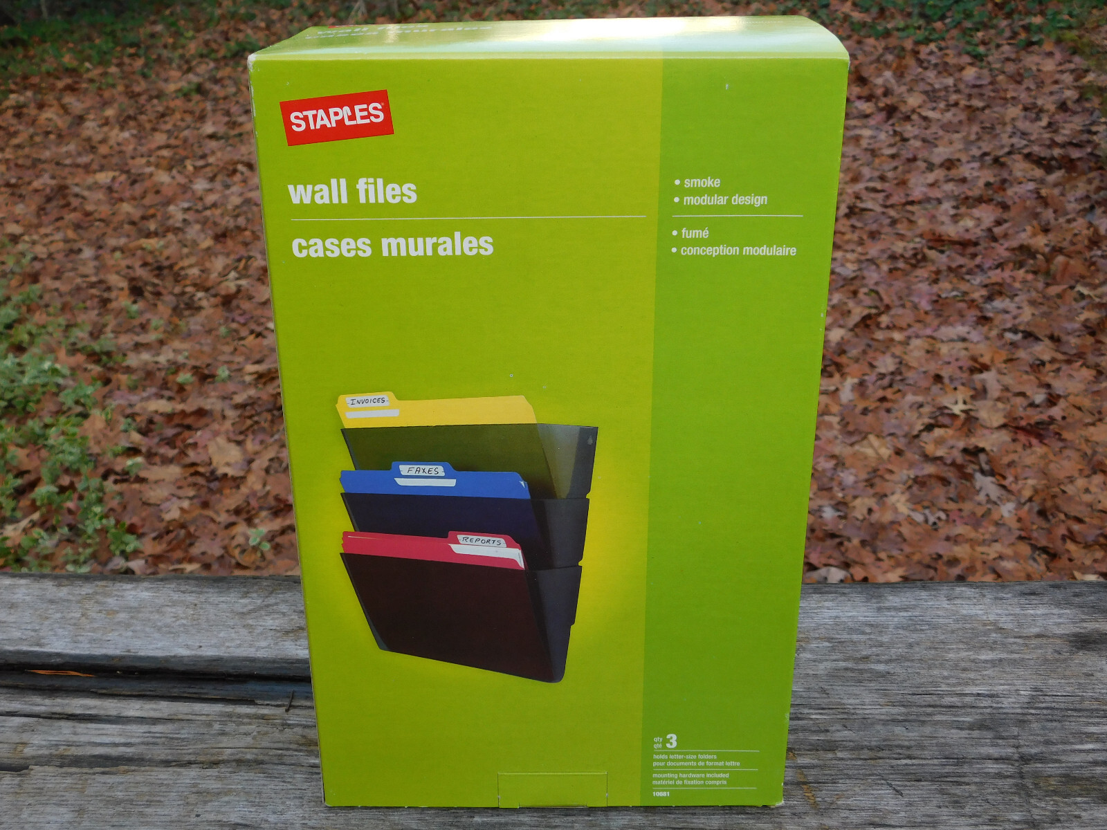 3 Staples Wall Mount File Organizer Pocket Letter Holder Smoke Plastic ...