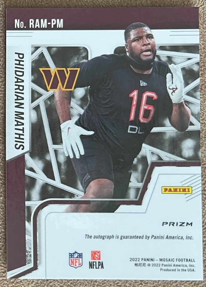 Phidarian Mathis 2022 Panini Mosaic Autograph Silver Prizm Rookie #RAM ...
