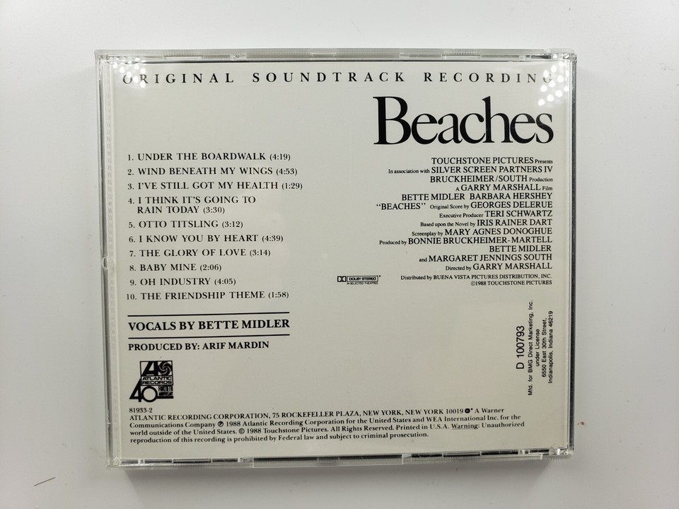 Beaches (Original Soundtrack) by Bette Midler (CD, 1990) 75678193323 | eBay