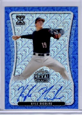 2020 LEAF METAL DRAFT KYLE NICOLAS MLB Rookie RC AUTO #9/10 BLUE WAVE ...