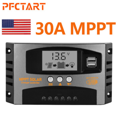PFCTART 30A MPPT Solar Charge Controller Solar Panel Regulator Dual USB ...