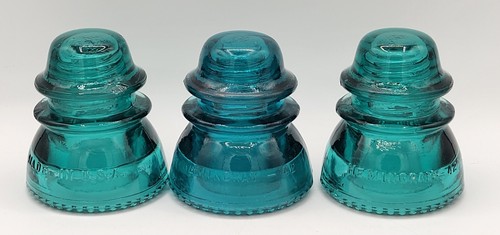 Lot of 3 Hemingray No. 42 Insulators - 2 Green 1 Teal | eBay
